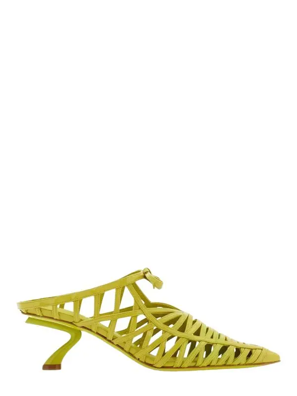 FERRAGAMO Sculptural Heel Mules - Yellow