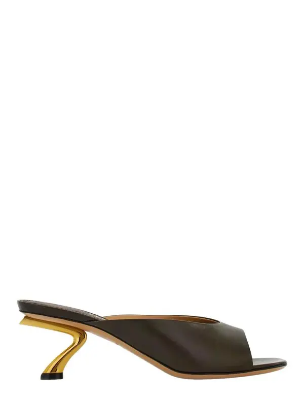 FERRAGAMO Sculptural Heel Slides - Brown