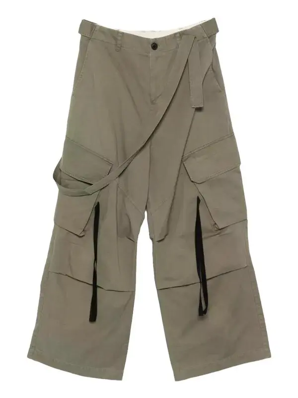 Isabel Benenato Belted Cargo Pants - Green