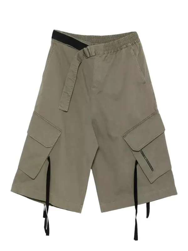 Isabel Benenato Belted Cargo Shorts - Green