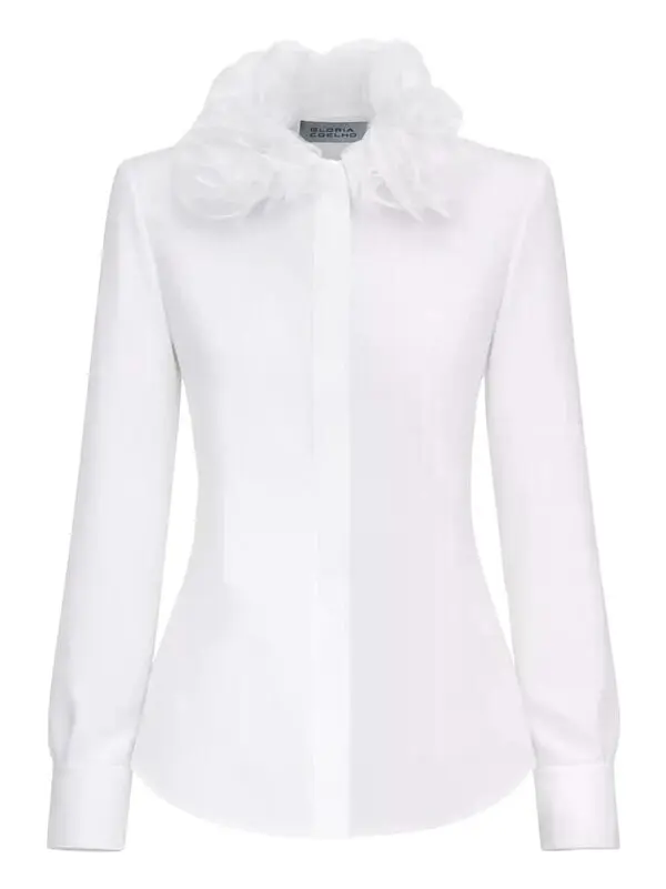 GLORIA COELHO 3d Rose-collar Shirt - White
