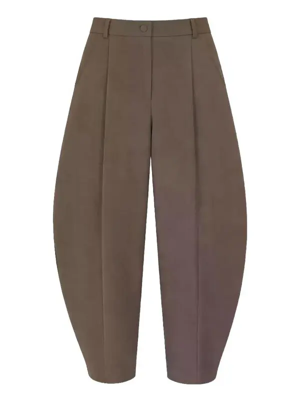 GLORIA COELHO Oval Pleated Trousers - Brown
