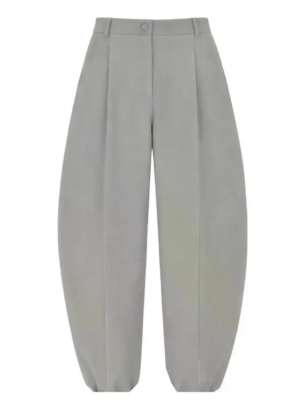 GLORIA COELHO Oval Cropped Barrel Trousers - Grey