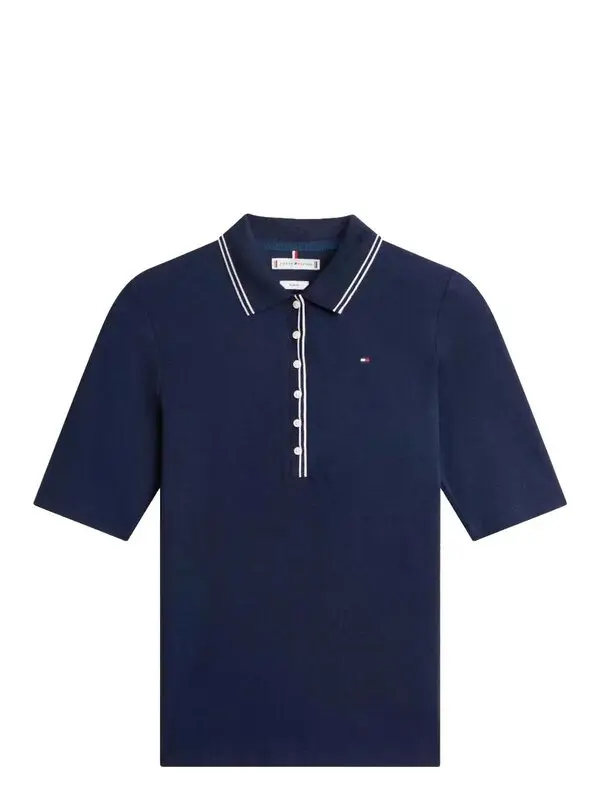 Tommy Hilfiger Button-placket Polo Top - Blue