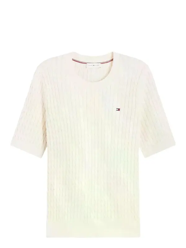 Tommy Hilfiger Cable Knit Short-sleeve Sweater - Neutrals