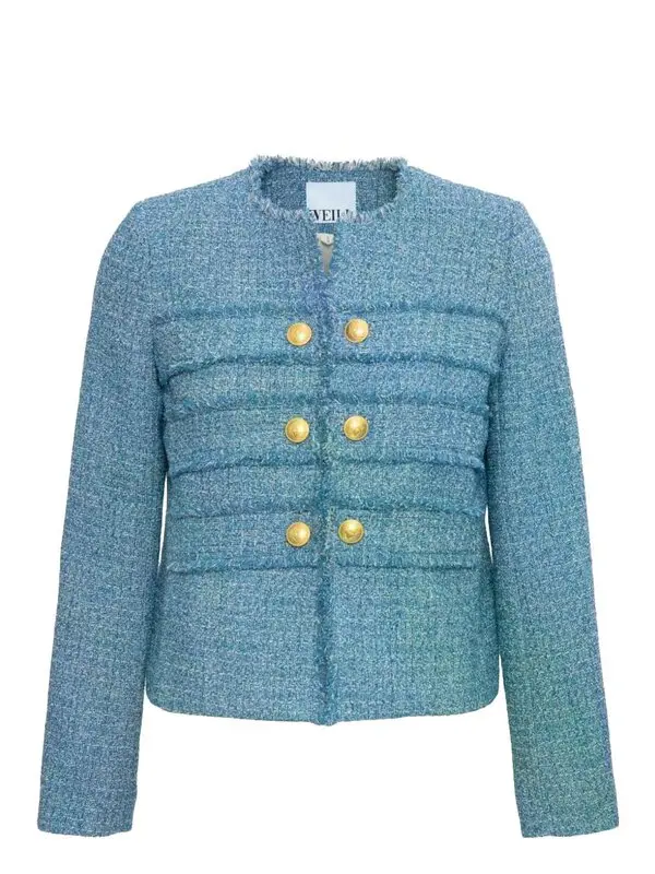 WEILL Fringed Tweed Jacket - Blue
