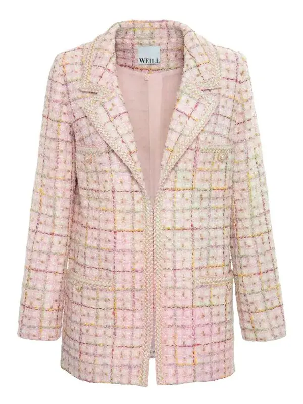 WEILL Tweed Braided-trim Blazer - Pink
