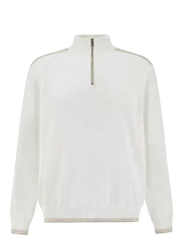 Paul & Shark Half-zip Cotton Sweater - White