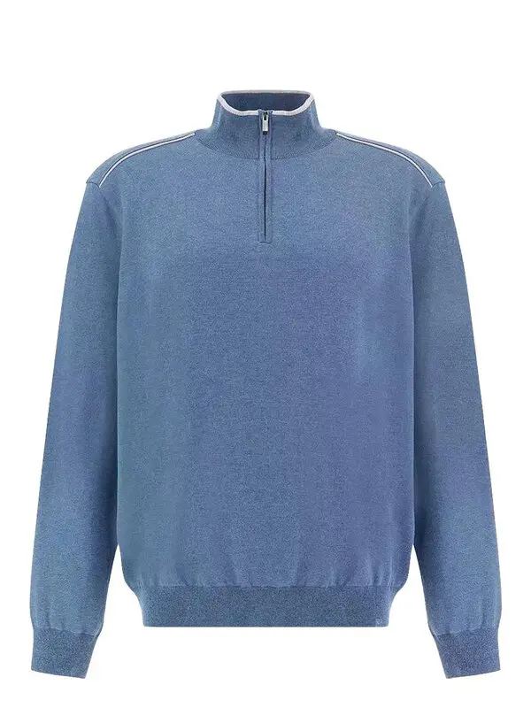 Paul & Shark Half-zip Rib-knit Sweater - Blue