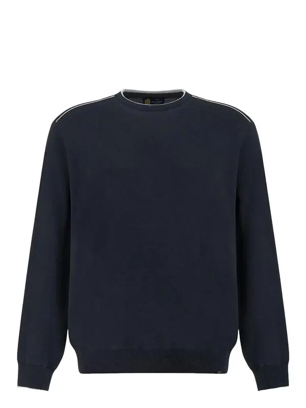 Paul & Shark Crew-neck Sweater With Aqualeather Detail - Blue