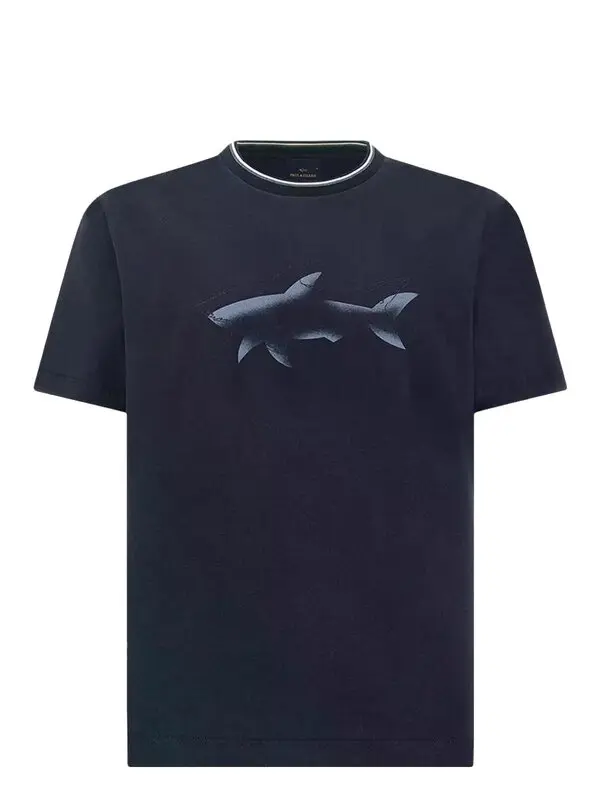 Paul & Shark Shark-print Cotton T-shirt - Blue