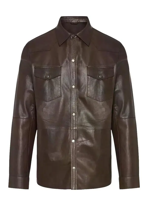 GIORGIO BRATO Buttoned Flap-pocket Shirt Jacket - Brown