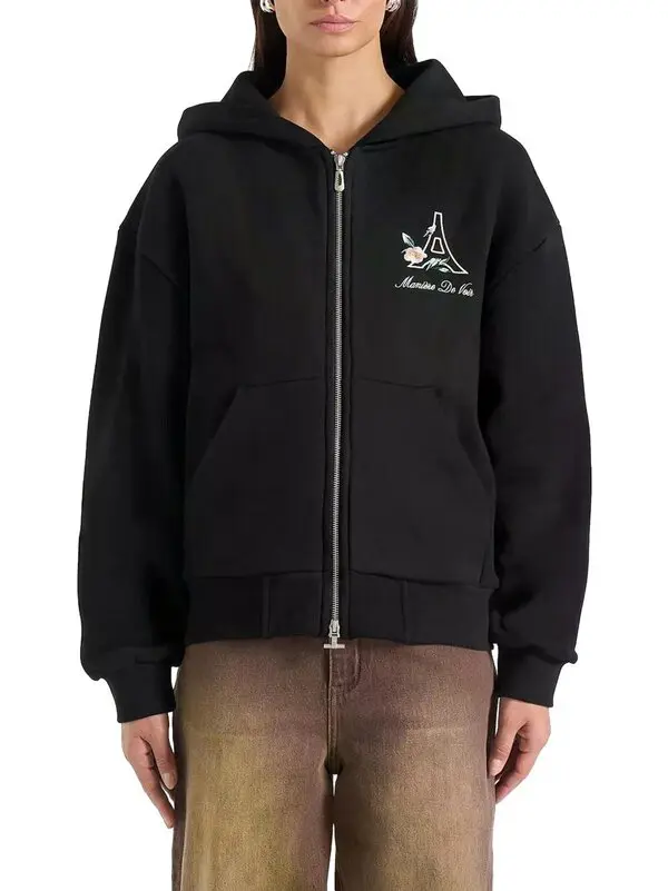 Manière De Voir Floral Eiffel Zip Hoodie - Black