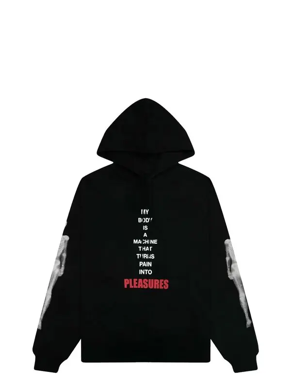 PLEASURES Skeleton Print Hooded Sweatshirt - Black
