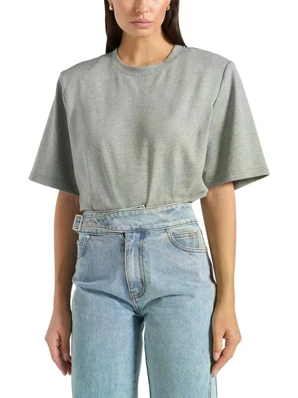 Manière De Voir Mia Wide-shoulder T-shirt - Grey