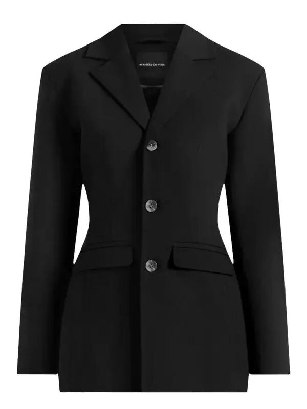 Manière De Voir Claire Marble-button Wide-shoulder Blazer - Black