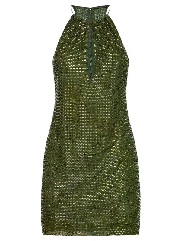 SELF-PORTRAIT Rhinestone Tulle Dress - Green