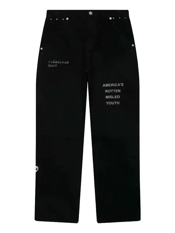 PLEASURES Zero Work Embroidered Trousers - Black