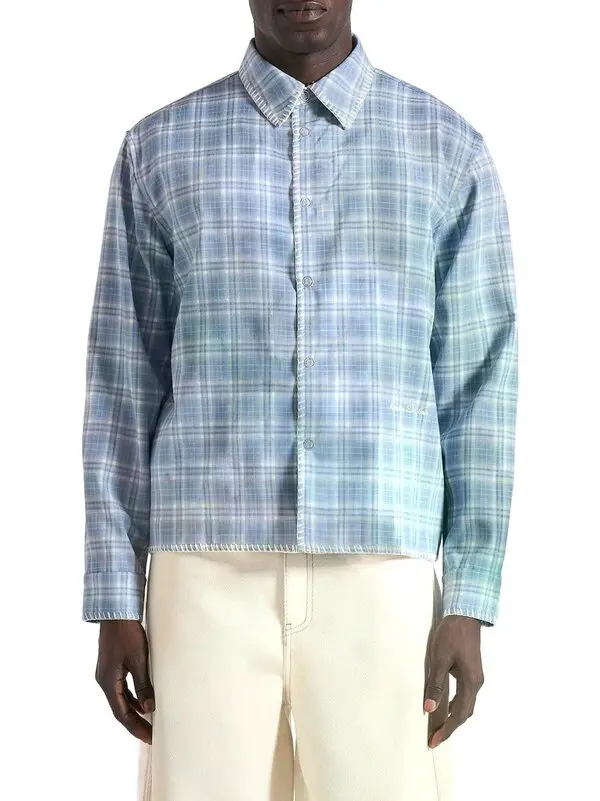 Manière De Voir Blake Checked Whipstitch Shirt - Blue