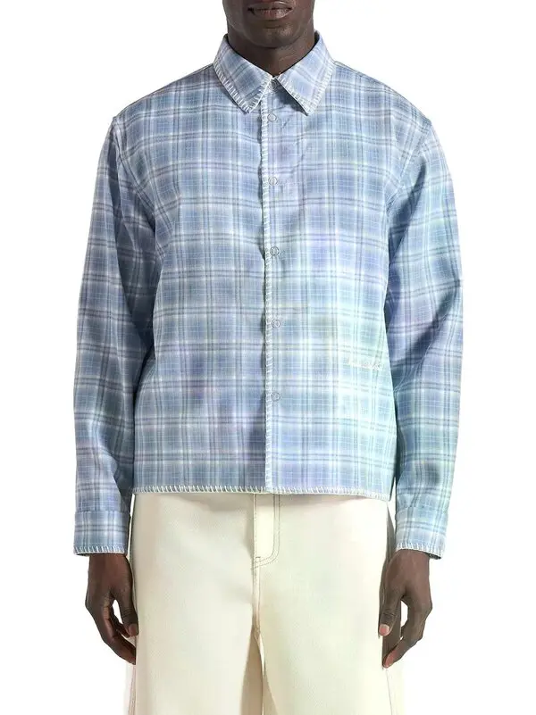 Manière De Voir Maniere De Voir Checked Whipstitch Shirt - Blue