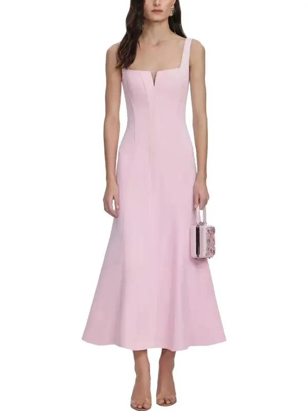 SELF-PORTRAIT Square-neck Midi Dress - Pink