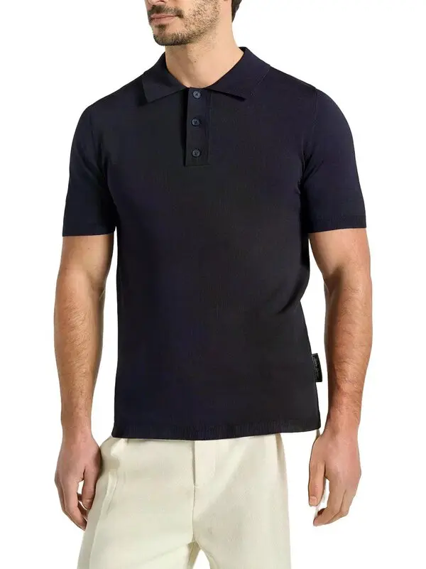 Manière De Voir Bryn Ribbed Polo Shirt - Blue