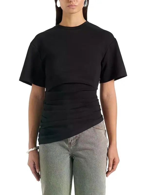 Manière De Voir Ruched Asymmetric T-shirt - Black
