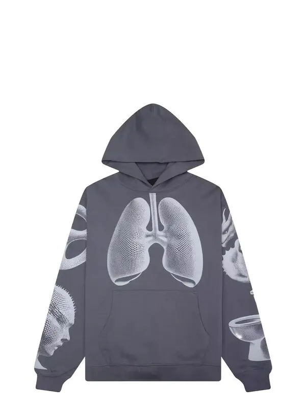 PLEASURES Dysfunction Graphic Print Hoodie - Grey
