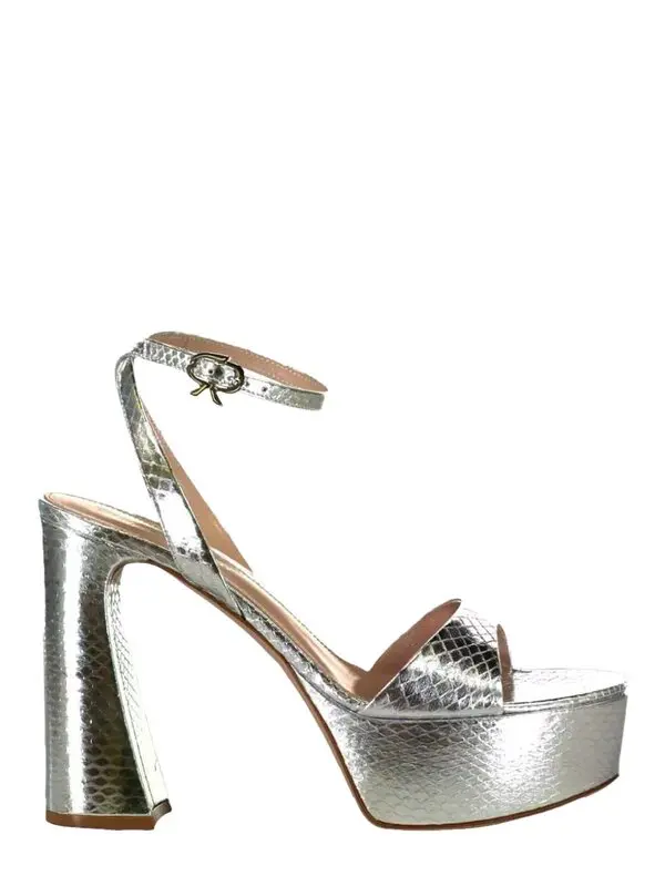 GIANVITO ROSSI Nancy Platform Buckle Sandals - Silver