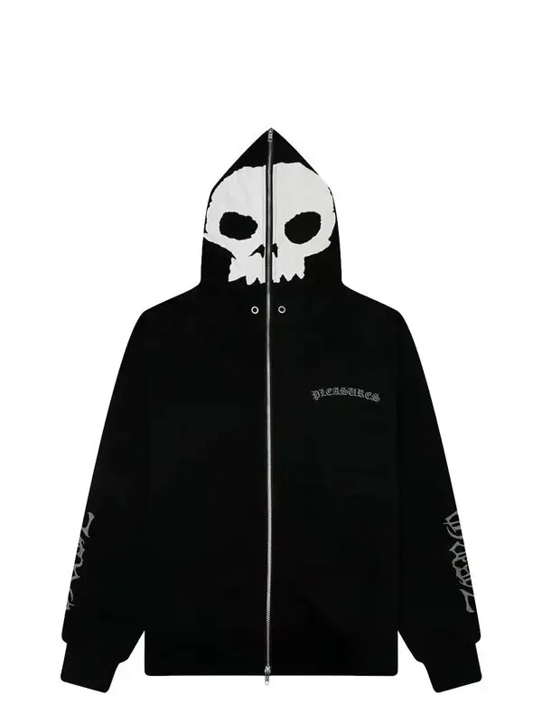 PLEASURES Skull Zip Hoodie - Black