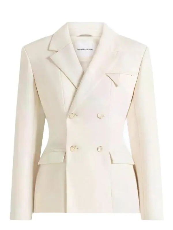 Manière De Voir Maia Double-breasted Blazer With Marble Buttons - Neutrals