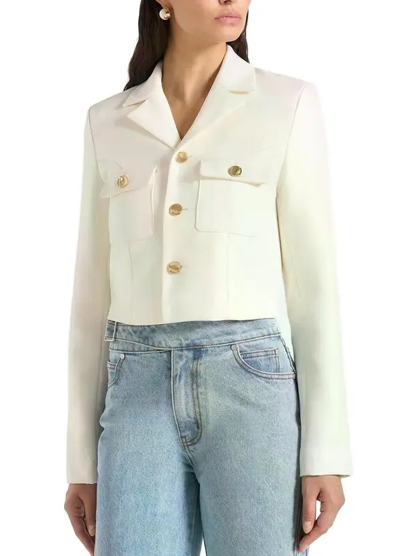 Manière De Voir Daphina Buttoned Cropped Jacket - Neutrals