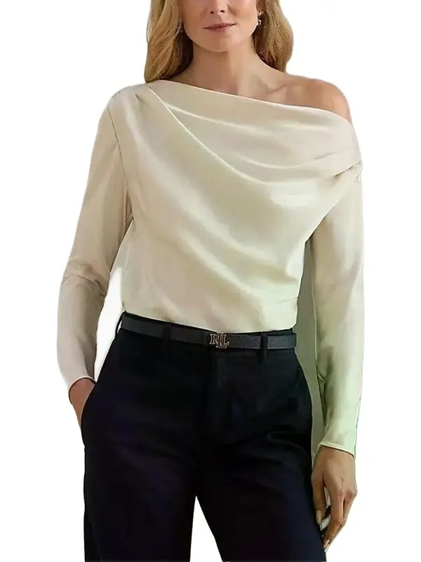 Ralph Lauren Draped Long-sleeve Blouse - Neutrals