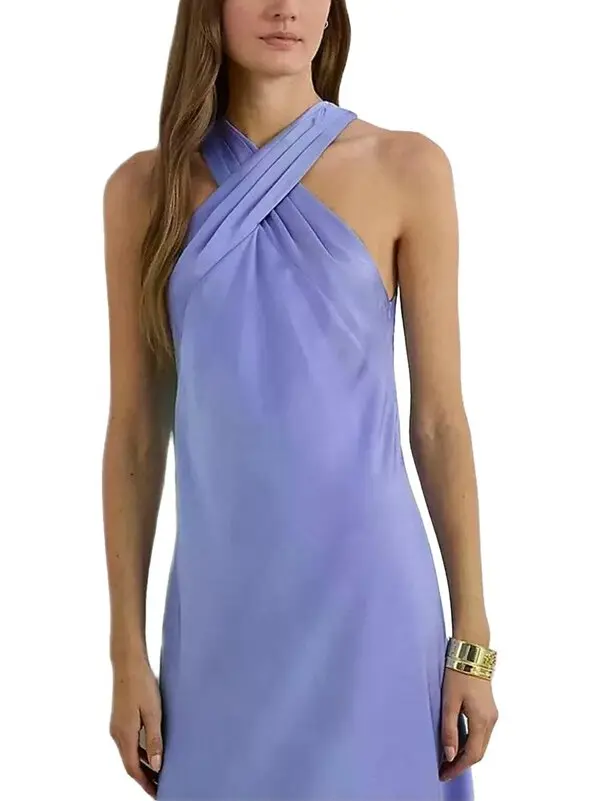 Ralph Lauren Crossed Halter Midi Dress - Blue