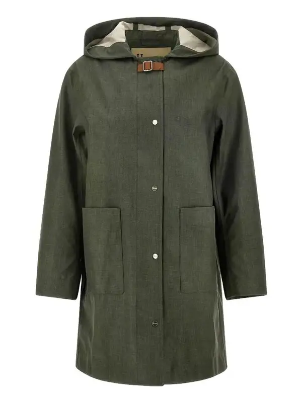 Herno Hooded Raincoat With Buckle Strap - Green