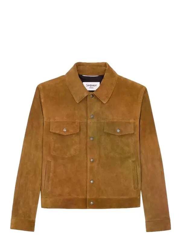 Saint Laurent Buttoned Calfskin Jacket - Brown