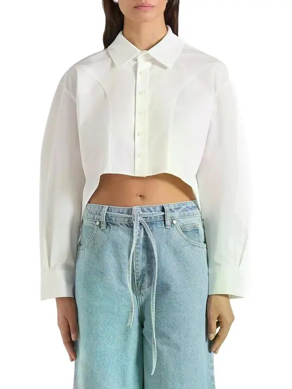 Manière De Voir Eleni Balloon-sleeves Cropped Shirt - White
