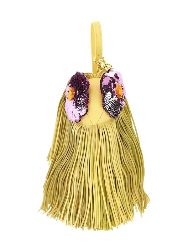 Fendi Sequin Embroidered Charm With Fringed Detailing - Yellow