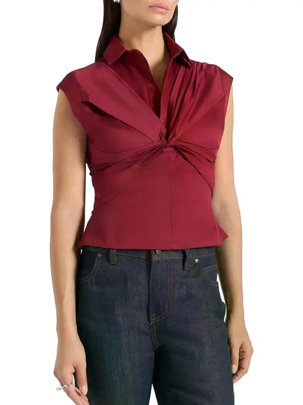 Manière De Voir Yvette Twist-seam Sleeveless Shirt - Red