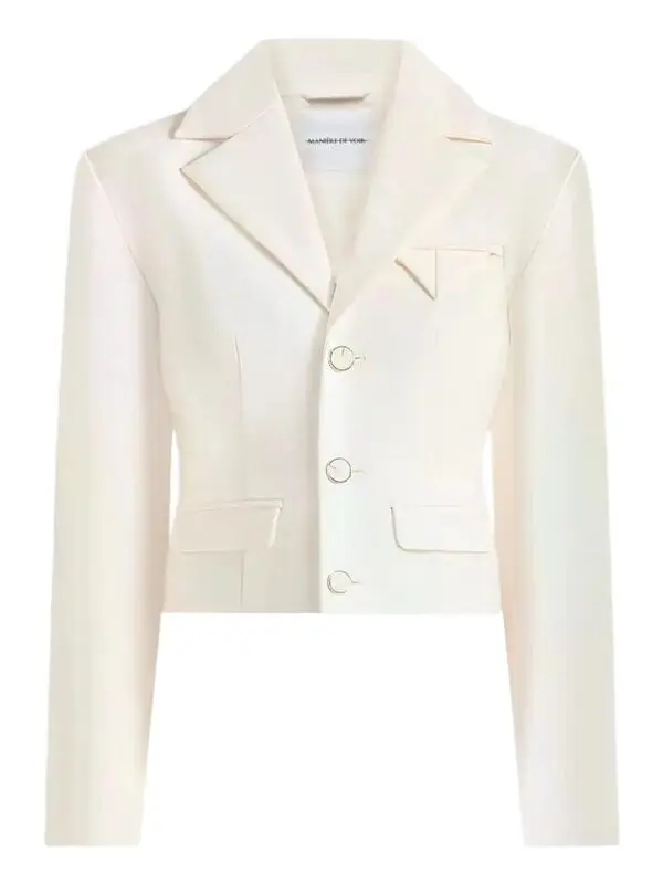 Manière De Voir Off White Tailored Cropped Jacket - Neutrals