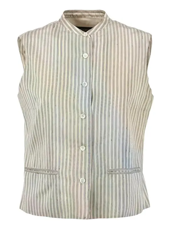 Aspesi Striped Button Vest - Neutrals