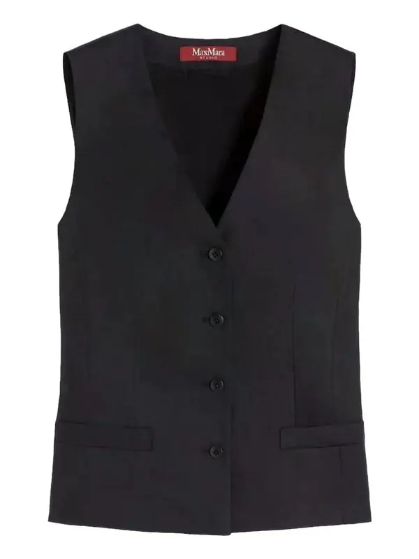 Max Mara Carnet V-neck Linen Waistcoat - Black