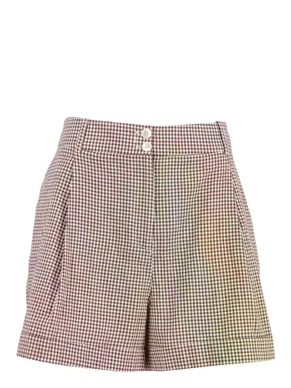 Michael Kors Vintage Gingham Pleated Shorts - Brown