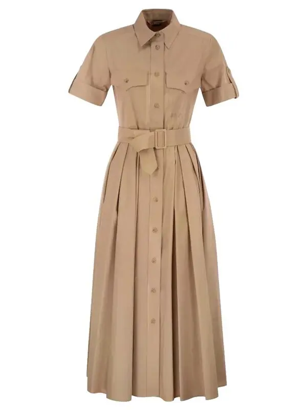 FAY Flap-pocket Belted Midi Shirt Dress - Neutrals