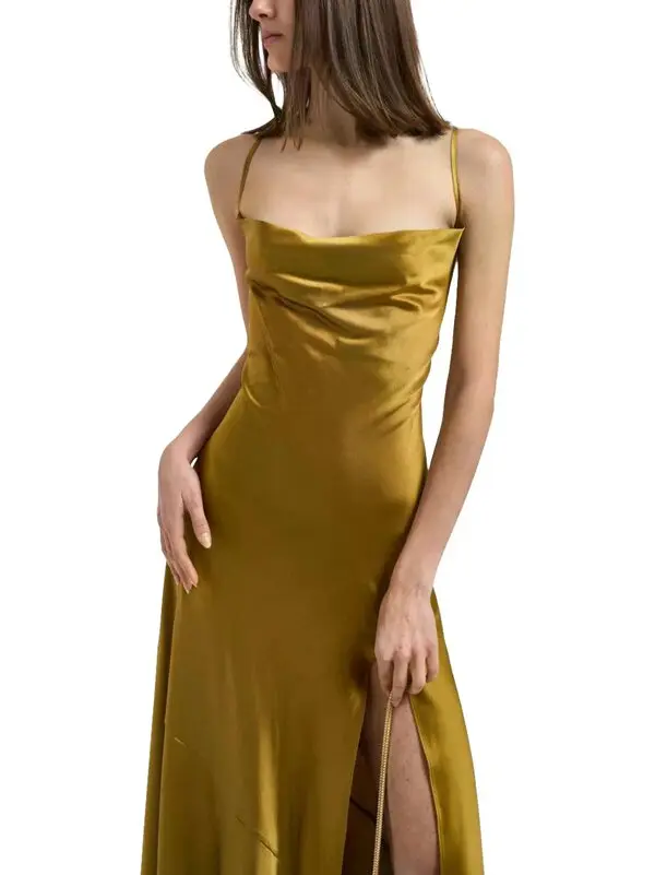 DANAMÉ Gabrielle Cowl-neck Maxi Dress - Gold
