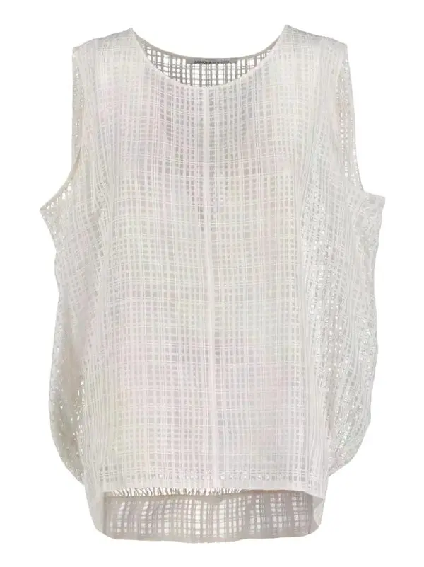 Agnona Checked Top - White