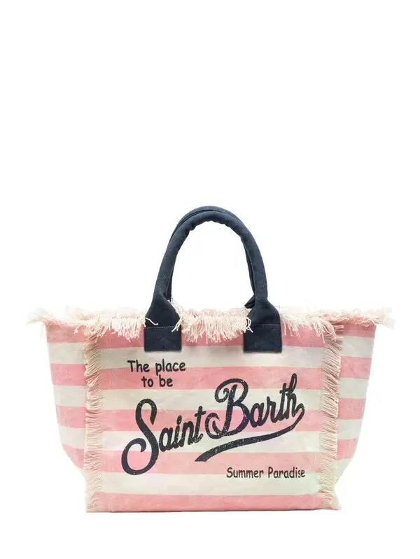 MC2 SAINT BARTH Fringed Striped Tote Bag - Pink