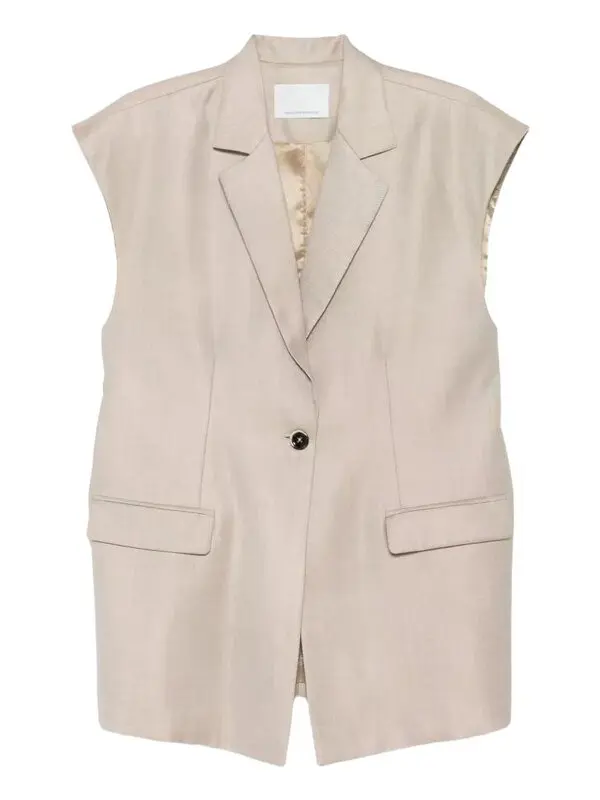 NINE:INTHE:MORNING Taylor Sleeveless Button Waistcoat - Neutrals
