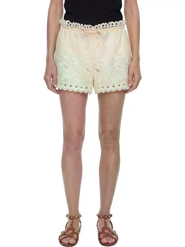 Valentino Garavani Embroidered Scalloped Shorts - Neutrals