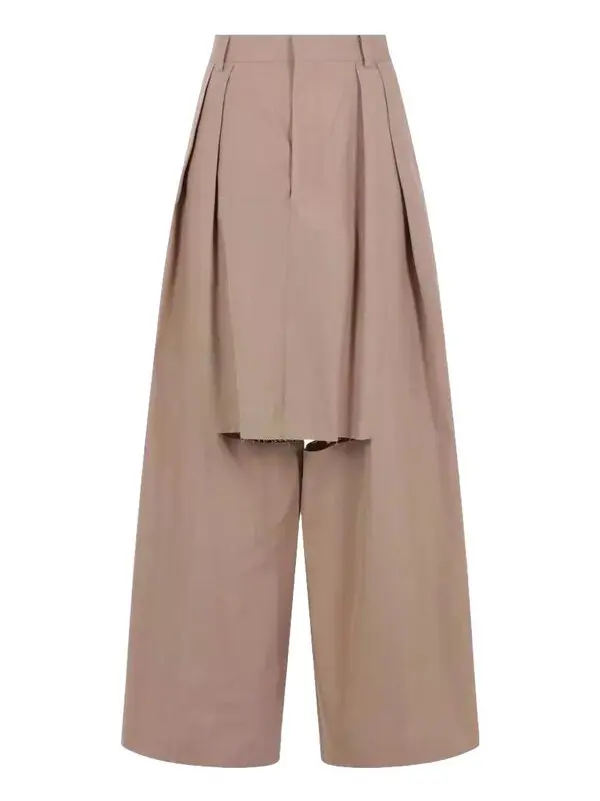 NICCOLO PASQUALETTI Frayed Wide-leg Trousers - Neutrals